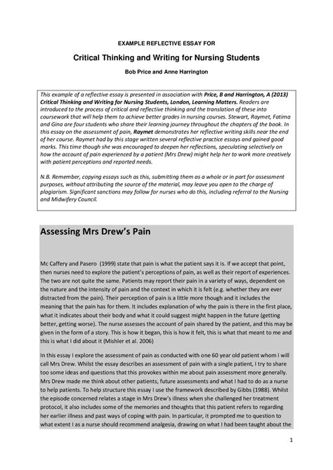 How To Write A Reflective Essay Examples