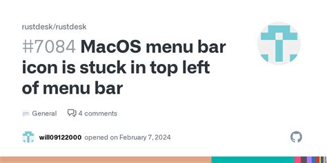 Macos Menu Bar Icon Is Stuck In Top Left Of Menu Bar · Rustdesk