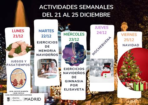 Mayores De ChamartÍn Actividades Semanales Del 21 Al 25 De Diciembre