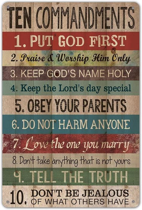 8 X 12 Novelty Funny Sign Ten Commandments Vintage Metal Tin Sign Wall