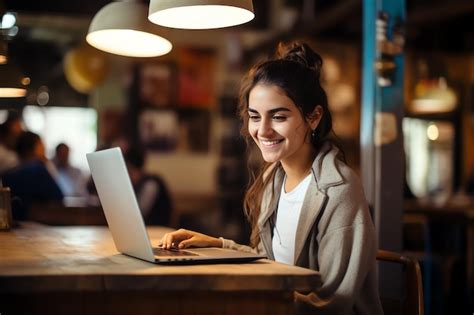 Premium Ai Image Woman Digital Nomad Girl
