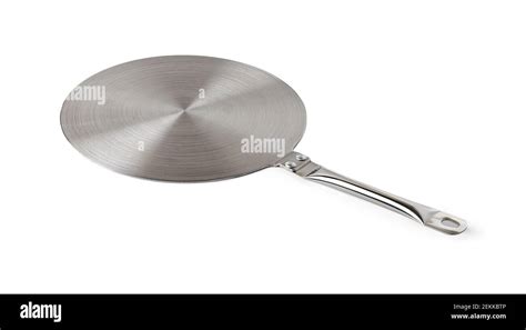 Side View Of Stainless Steel Heat Diffuser With Handle Isolated On