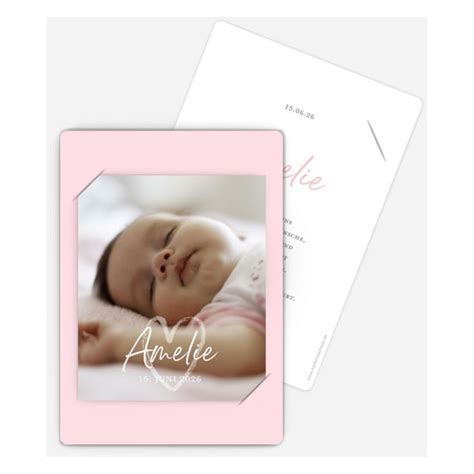 Geburtskarte Geborgenheit Pastel Frame Rose