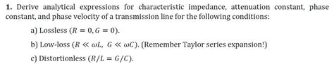Solved 1 Derive Analytical Expressions For Characteristic