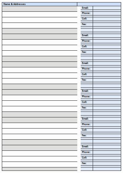 Excel Address Book Template