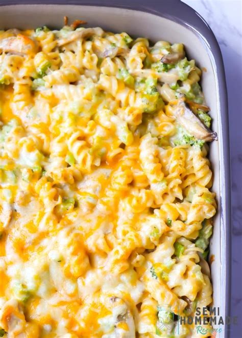Chicken Broccoli Mushroom Alfredo Pasta Bake Semi Homemade Recipes