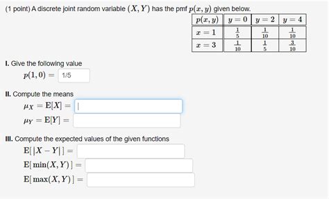 Solved 1 Point A Discrete Joint Random Variable Xy Has