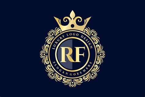 Rf Initial Letter Gold Calligraphic Feminine Floral Hand Drawn Heraldic