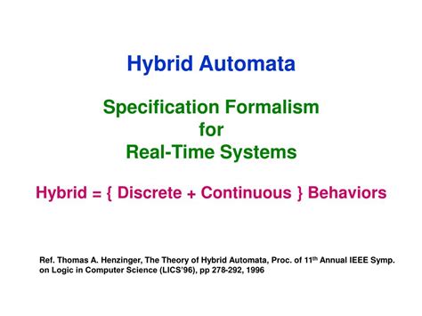 Ppt Hybrid Automata Specification Formalism For Real Time Systems