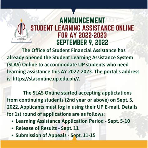 Student Learning Assistance Online For Ay 2022 2023 September 9 2022