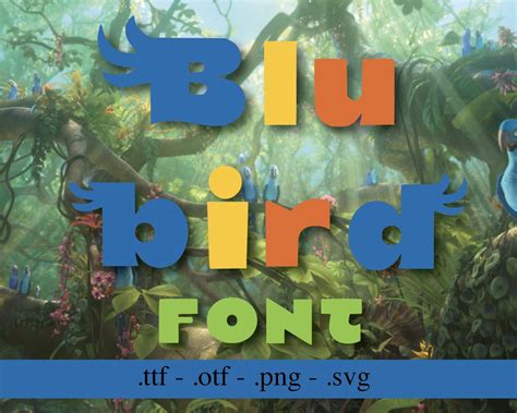 Blu Bird Font Font With Tail Font For Cricut Font For Sillhouette