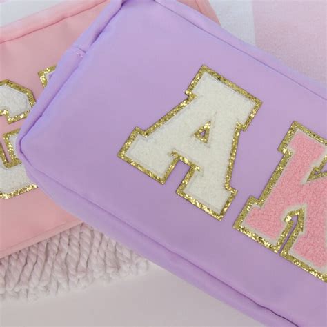 Nylon Pouch With Patches Chenille Patch Custom Makeup Bag Etsy