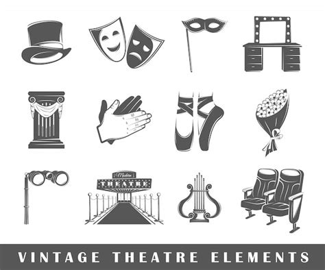 Elementos De Teatro Vintage Vector Premium