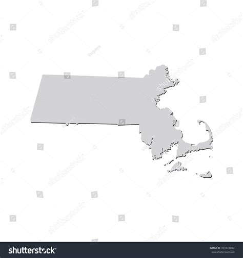 Vector Map Massachusetts Isolated Vector Illustration Stock Vector Royalty Free 393323884
