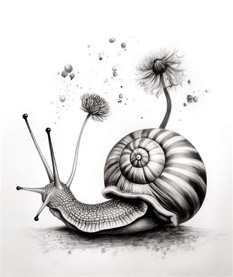 Premium Ai Image Arafed Snail With A Dandelion And Dandelions In Its