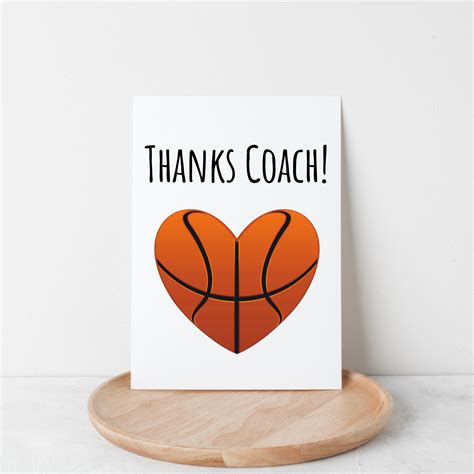 Thank You Card For Basketball Coach Gift Girls Basketball Coach Card