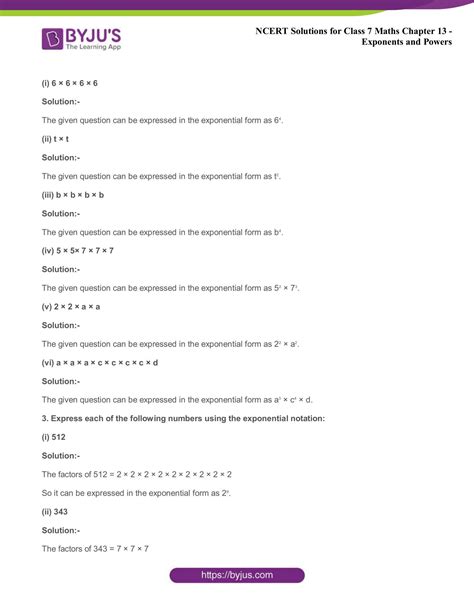 Ncert Solutions For Class 7 Maths Chapter 13 Exponents And Powers Download Free Pdf