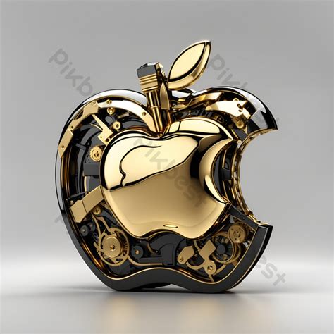 황금 사과 흰색 배경에 고립 일러스트 Psd 무료 다운로드 Pikbest
