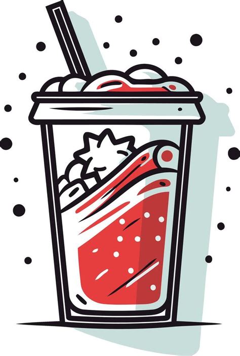 Cartoon Illustration Of A Red Smoothie With Whipped Cream 49260350