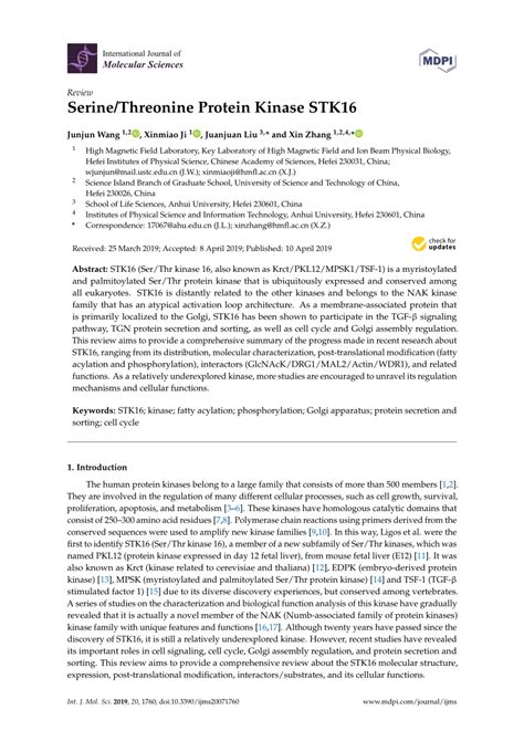 Pdf Serinethreonine Protein Kinase Stk16