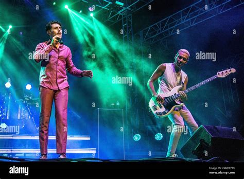 Davey Havok Left And Tony Kanal Of Dreamcar Perform At Coachella