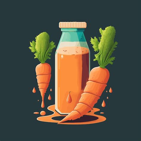 Premium Vector Fresh Orange Carrot Juice On Bottle Glass Carrot