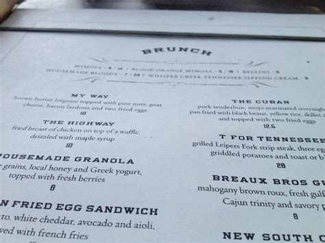 Menu At The Southern Steak And Oyster Steakhouse Nashville