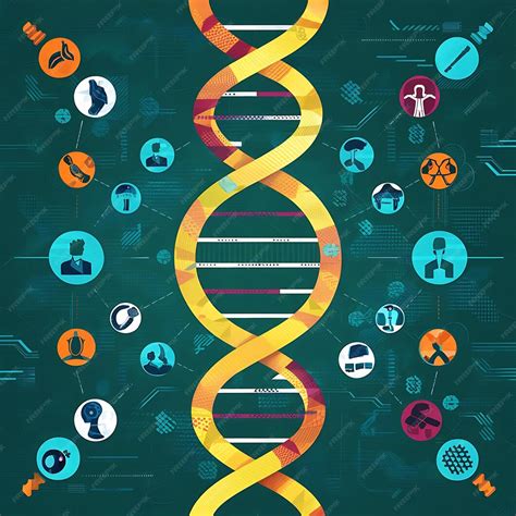 Abstract Dna Strand With Medical Icons A Visual Representation Of