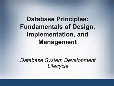 Database System Development Lifecycle Chapter Pptx