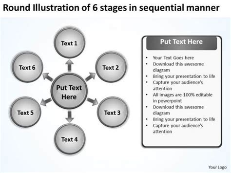 Round Illustration Of 6 Stages In Sequential Manner Cycle Arrow Process