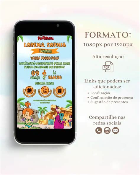 Convite Interativo Bam Bam E Pedrita Caeli Convites