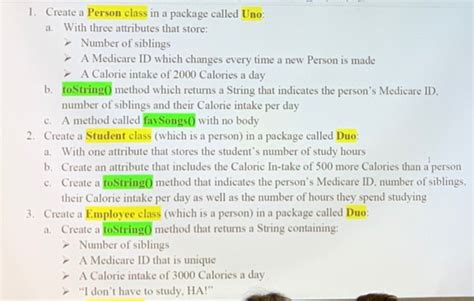 solved 1 create a person class in a package called uno a
