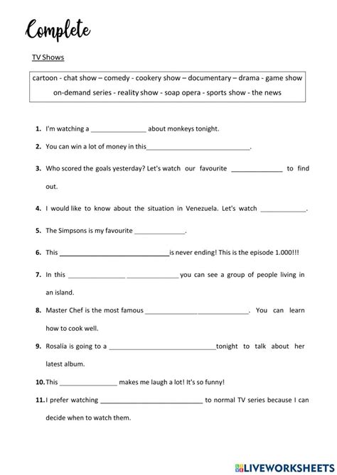 Interactive TV Programmes Exercise For Elementary