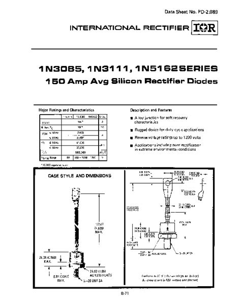 1N3111 datasheet(1/3 Pages) IRF | 150AMP AVG SILICON RECTIFIER DIODES