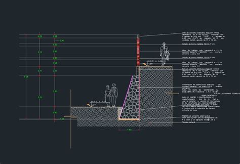 Detalle Para Muro De Contención En Autocad Cad 8953 Kb Bibliocad