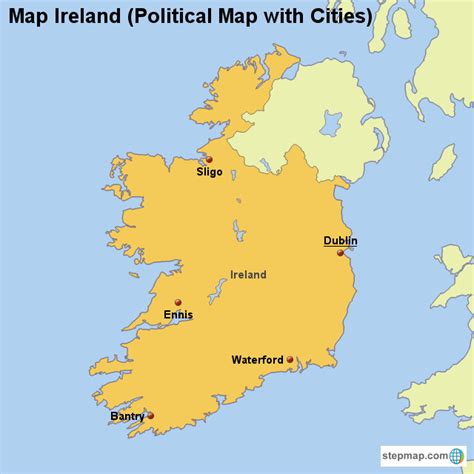 Stepmap Map Ireland Political Map With Cities Landkarte Für Ireland