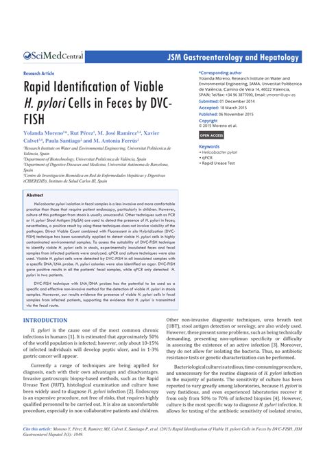 Pdf Rapid Identification Of Viable H Pylori Cells In Feces By Dvcfish