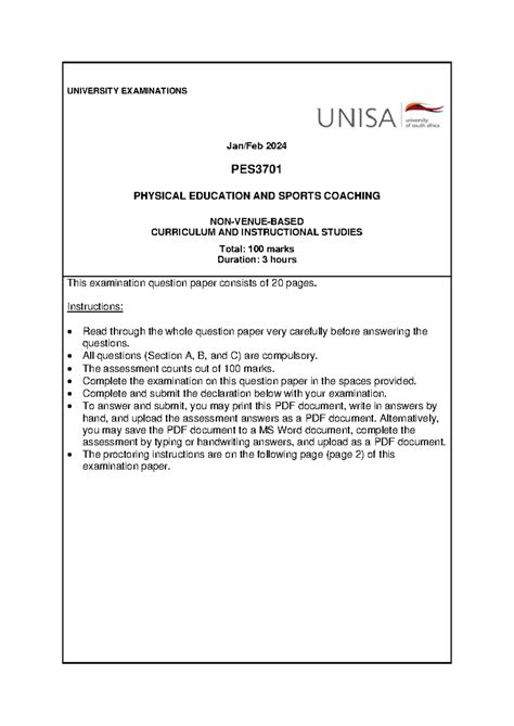 Pes3701 2024 Jan Feb Examination University Examinations Janfeb
