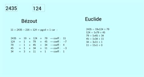 Bézout Par L Algorithme D Euclide Geogebra
