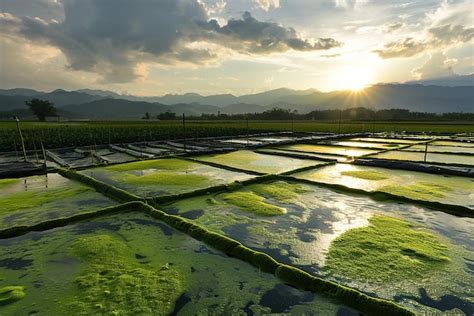 Algae Farming Farmers Cultivating Algae For Biofuel And Nutritional Products Premium Ai