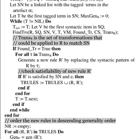 Traceability Rule Generation Algorithm Download Scientific Diagram