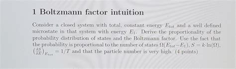 solved 1 boltzmann factor intuition consider a closed system