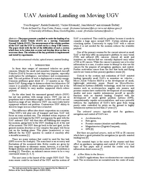 Uav Assisted Landing On Moving Ugv Yves Bergeon Radek Doskočil Václav Křivánek Jean Motsch
