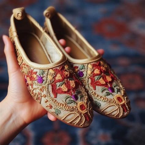 Premium Ai Image Someone Is Holding A Pair Of Shoes With A Floral