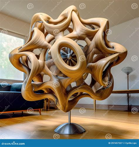 Elegant Wooden Gyroid Design Sculpture Generative Ai Stock Illustration Illustration Of