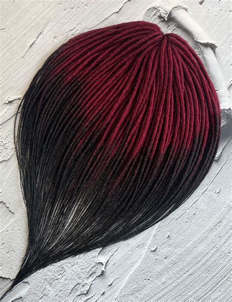 Black Ombre With Burgundy Dreadlocks Extensions Synthetic Single Ends