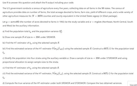 Solved Use R ﻿to Answer This Question And Attach The R