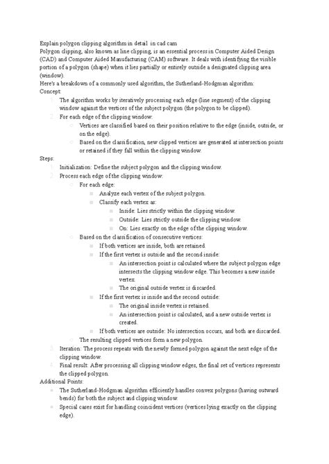Explain Polygon Clipping Algorithm In Detail In Cad Cam It Deals With Identifying The Visible