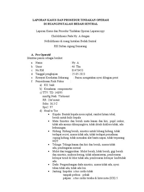 Prosedur Operasi Laparoskopi Cholelithiasis Pdf