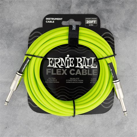 Ernie Ball 20 Flex Instrument Cable Straightstraight Green Carlton